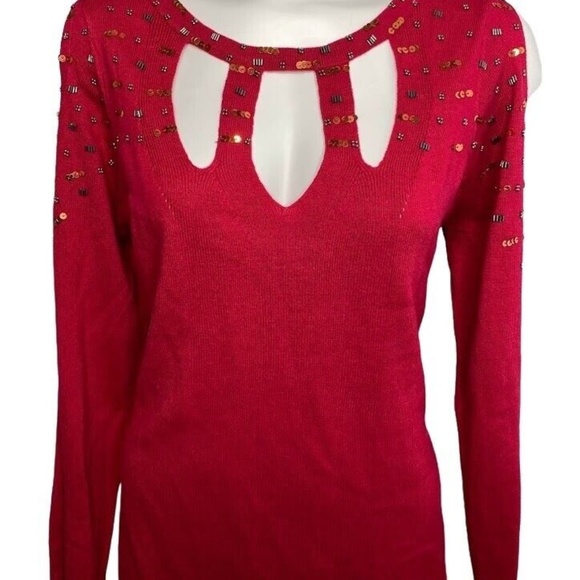 VENUS | Sweaters | Venus Cutout Deep Red Sweater Cold Shoulder Deep Red ...